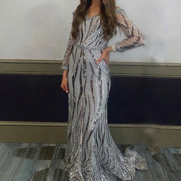 Dresses | Silver Evening Gown | Poshmark